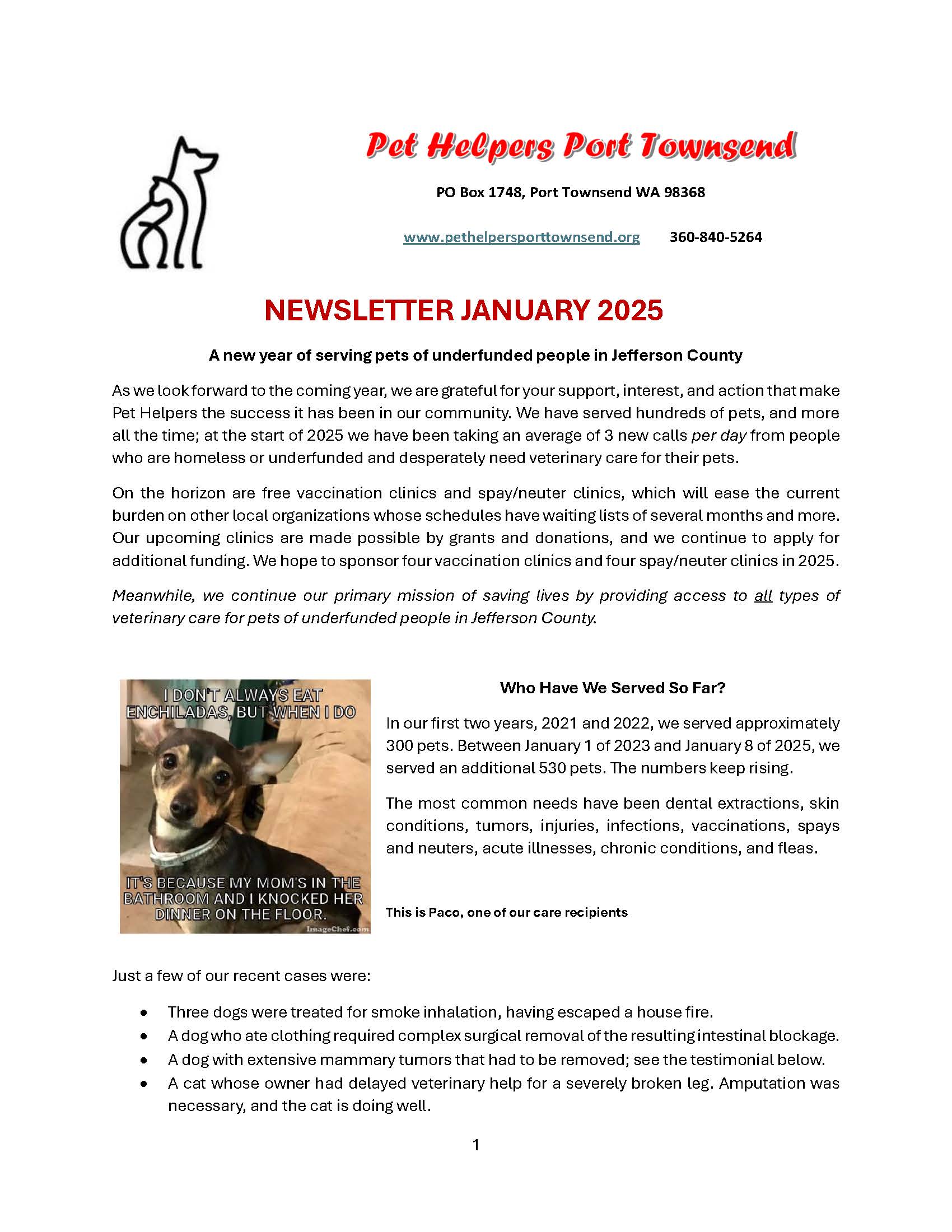 NEWSLETTERS – Pet Helpers Port Townsend